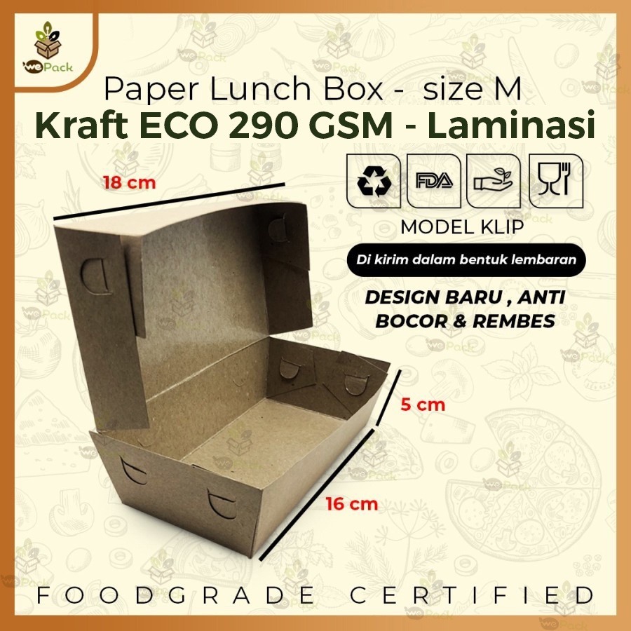 Jual PAPER LUNCH BOX UKURAN M 290 GSM SEDANG - KOTAK MAKAN KERTAS ...