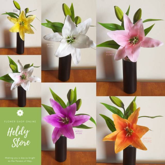 Jual Bunga Lily Artificial Sutra Latex PVC Real Touch 1 tangkai 3 ...