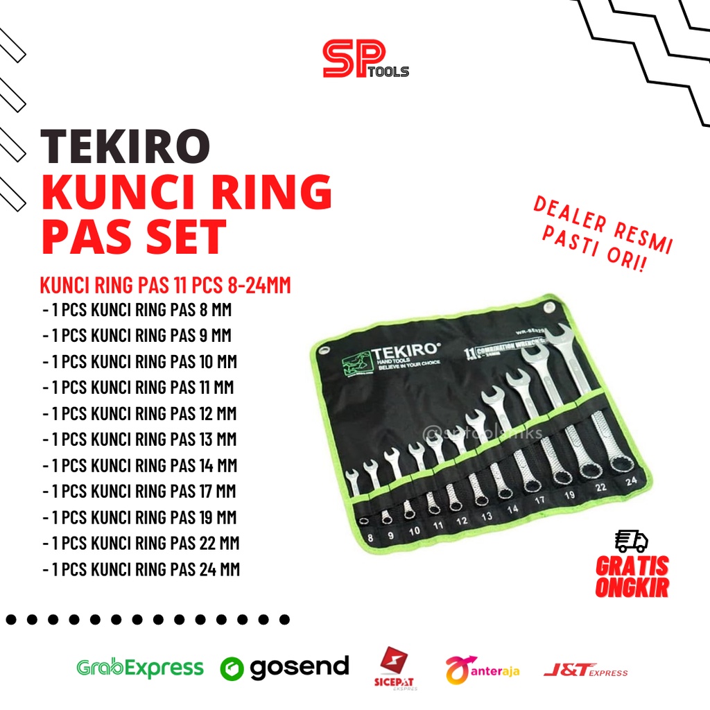 Jual KUNCI RING PAS SET TEKIRO 11 PCS 11PCS 8-24MM 8-24 MM / KUNCI RING ...