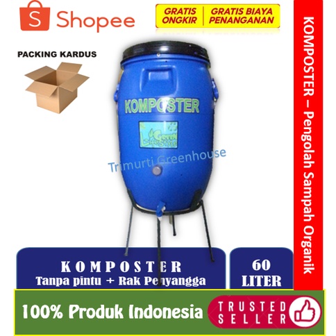 Jual Tong Komposter 60 Liter Tanpa Pintu + Rak Penyangga Alat Pengolah ...