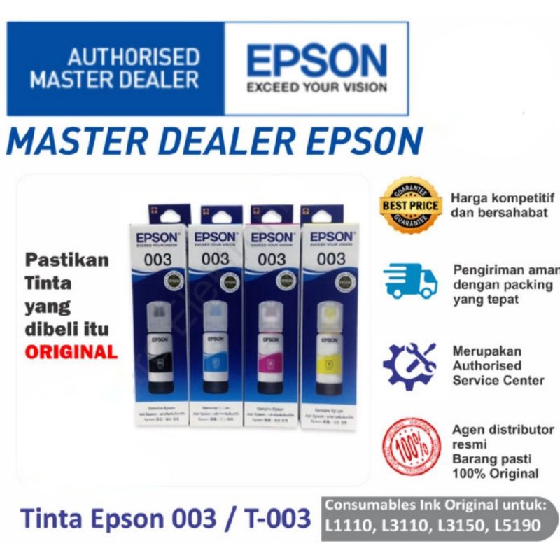 Jual TINTA EPSON 003 For Epson L1110, L3110, L3116, L3150, L3156, L5190 L3210, L120, L1250 ...