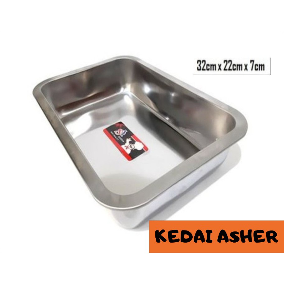 Jual Baki kotak stainless super dalam 32x22x7cm MURAH | Shopee Indonesia