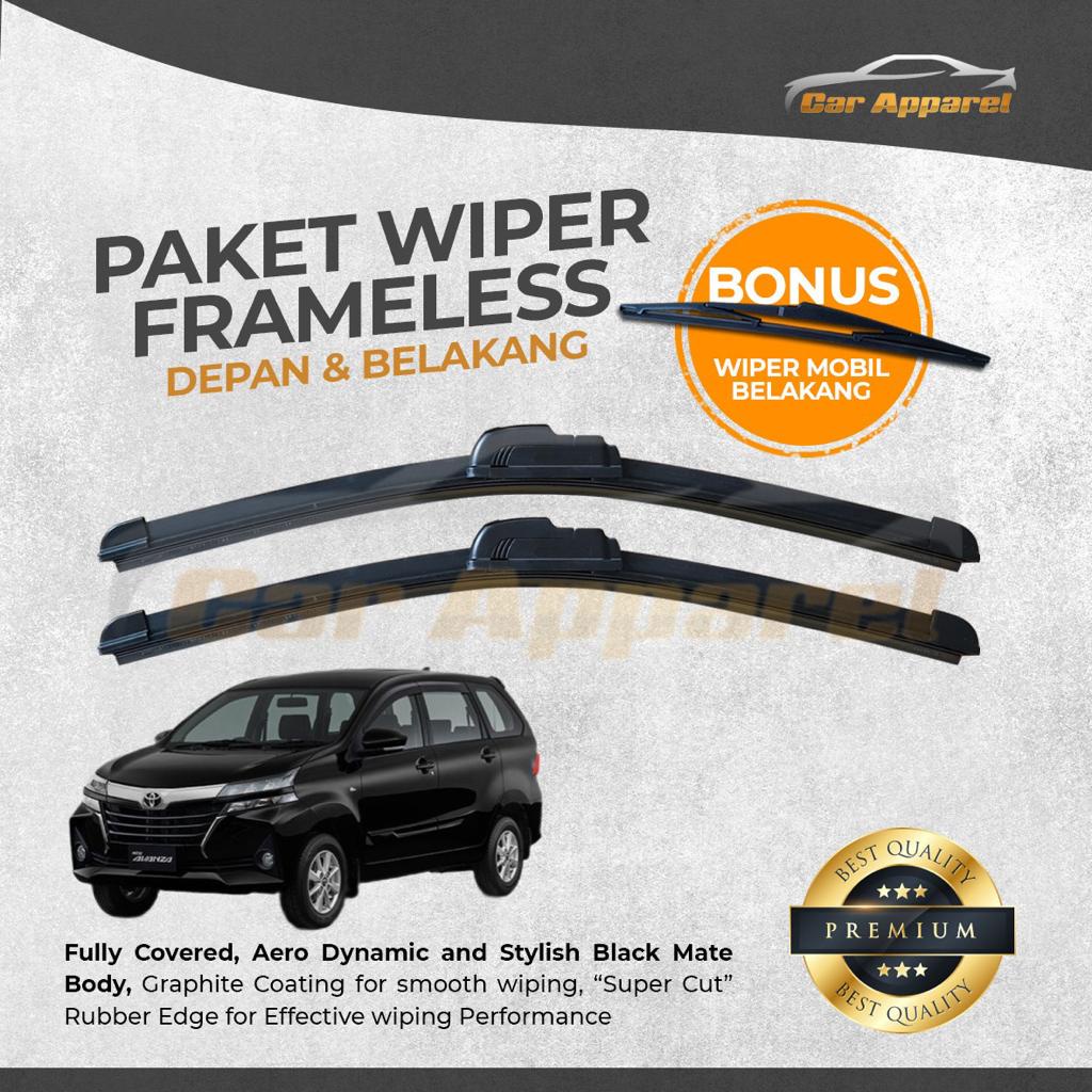 Jual Paket Wiper avanza veloz xenia 2010-2021 depan Belakang Frameless 3 Pcs | Shopee Indonesia