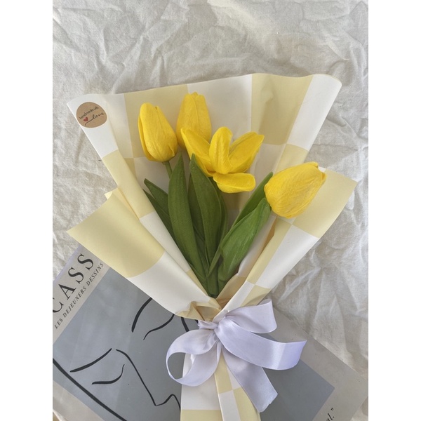 Jual KOREAN BOUQUET AESTHETIC BUKET BUNGA TULIP KUNING LATEX MIRIP ASLI ...