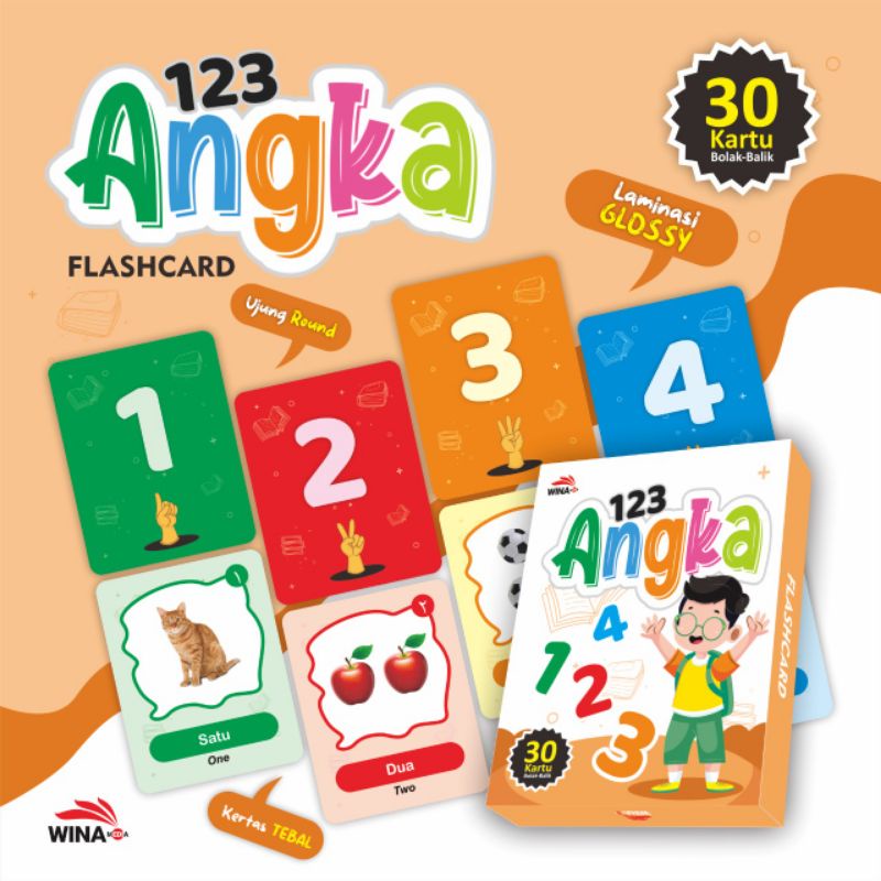Jual (COD) Flashcard Angka - Kartu Belajar Tebal Bolak balik Laminasi ...