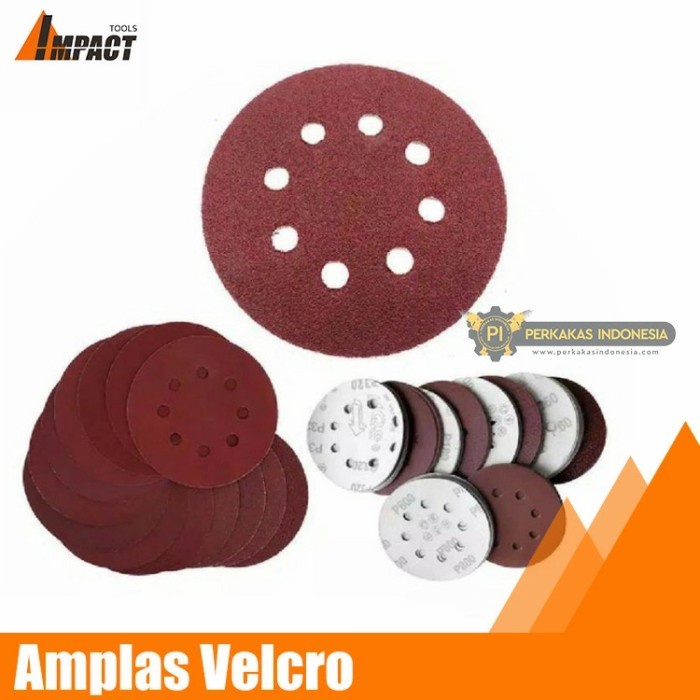 Jual Amplas Kertas Velcro Bulat 8 Lubang 5 Inch All Grit P60 80 100 120 ...