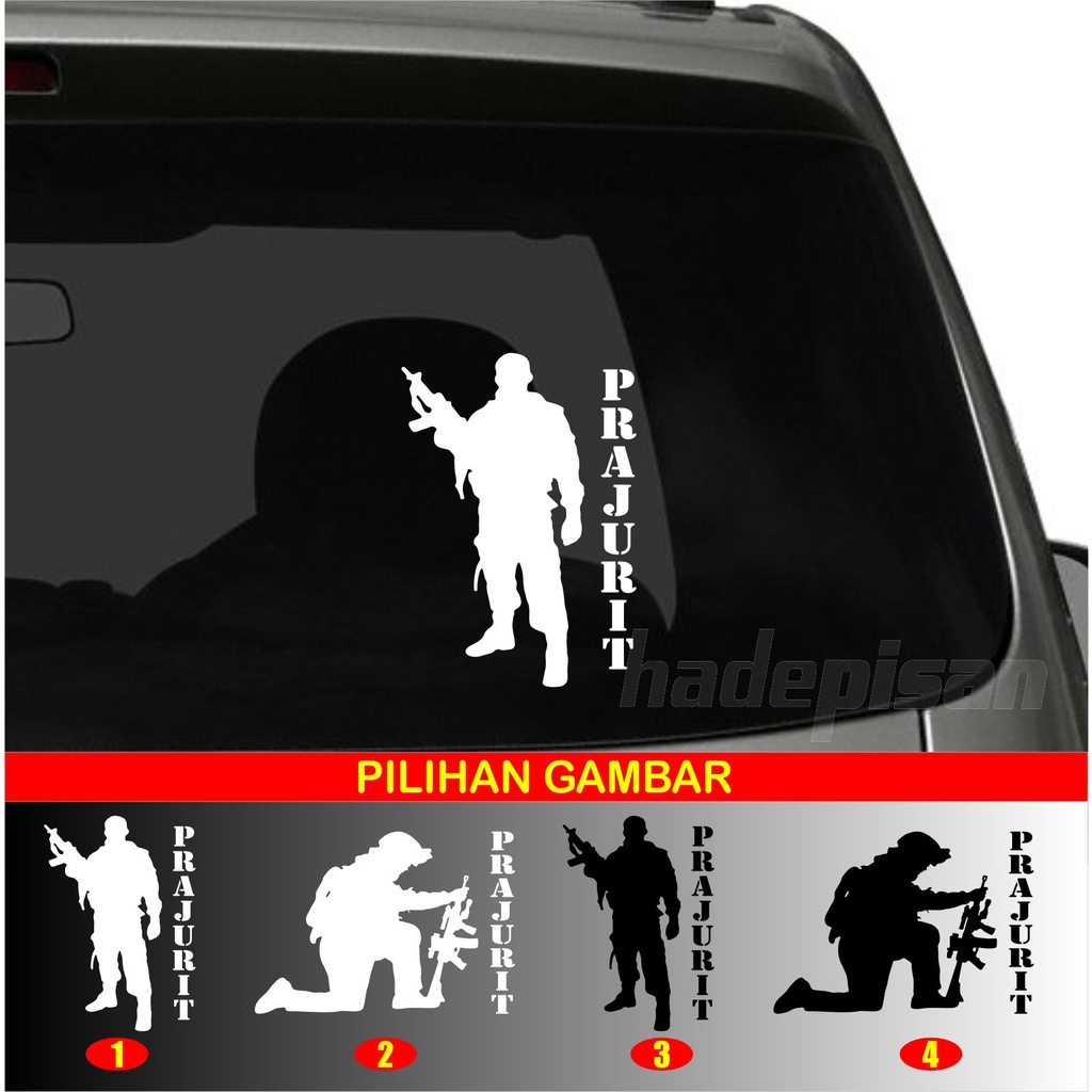 Jual Stiker Mobil Cutting Sticker Bodi Kaca belakang Siluet Prajurit ...