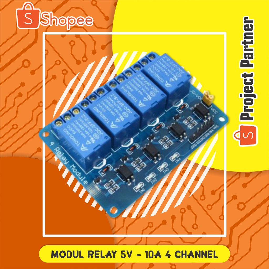 Jual Relay 4 Channel 5V - 10A Arduino Uno Mega | Shopee Indonesia