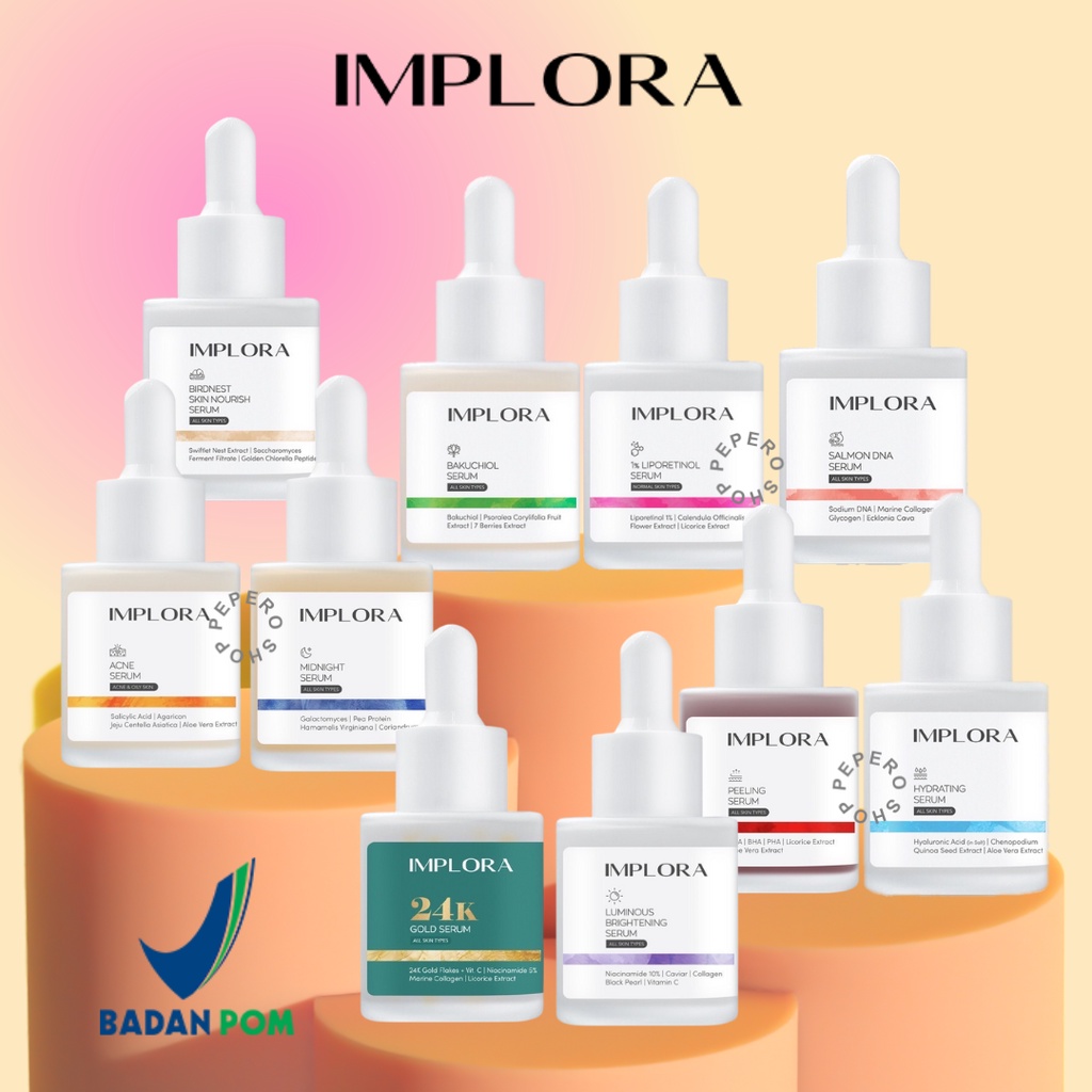 Jual IMPLORA Face Serum 20ml - Acne | Brightening | Peeling | Midnight ...