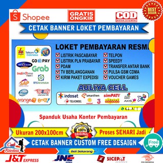 Jual Cetak Spanduk Banner Loket Pembayaran Baliho Konter Pulsa Custom Free Design Backdrop Plang ...