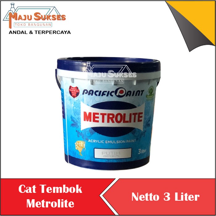 Jual CAT TEMBOK METROLITE PUTIH 3 LITER GALON CAT INTERIOR DINDING ...