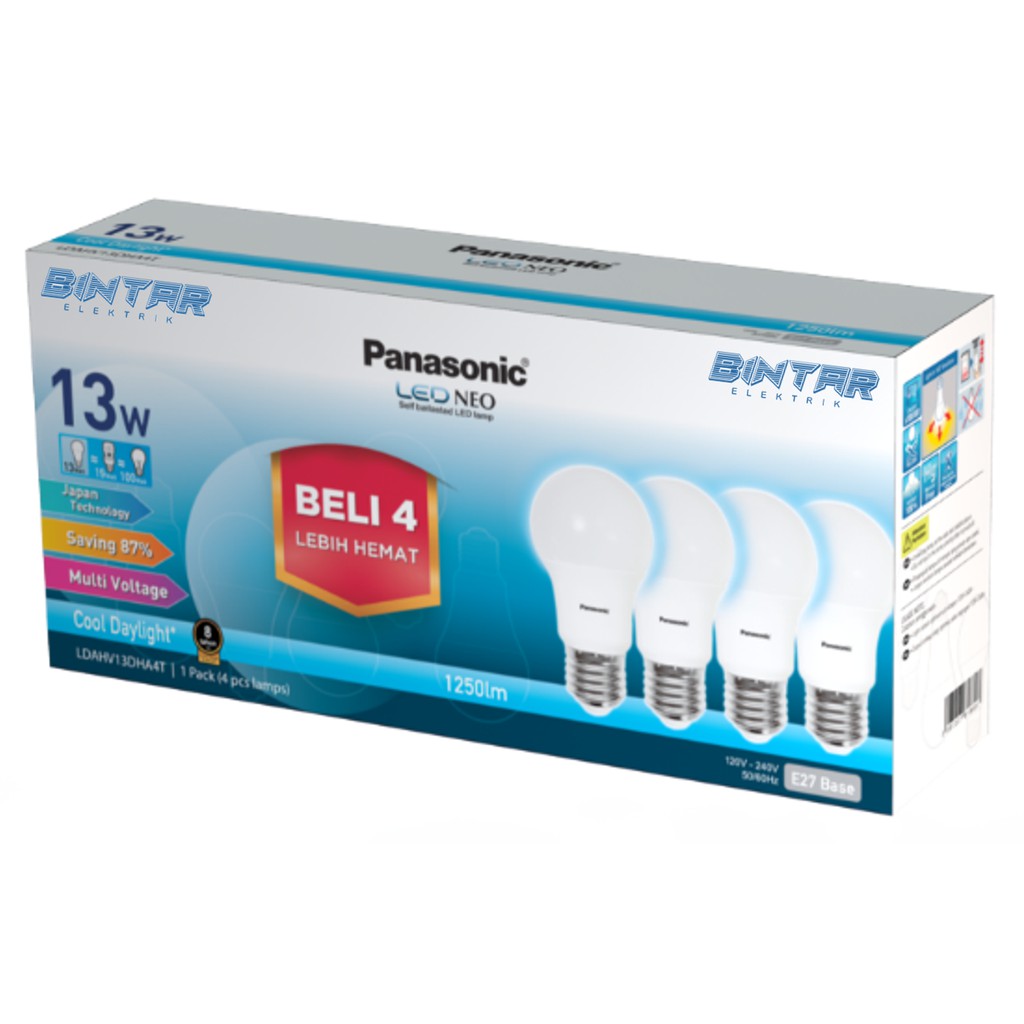 Jual LED Panasonic NEO 13W 6500K Cool Daylight (Isi 4Pcs) | Shopee ...