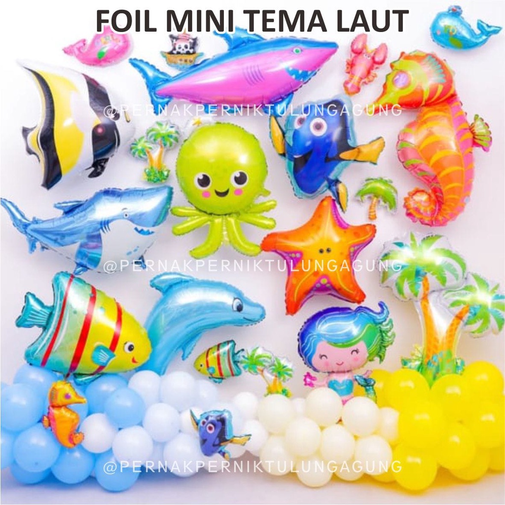 Jual Balon Foil Mini Tema Hewan Laut - Ikan, Cumi, Lobster, Lumba lumba ...
