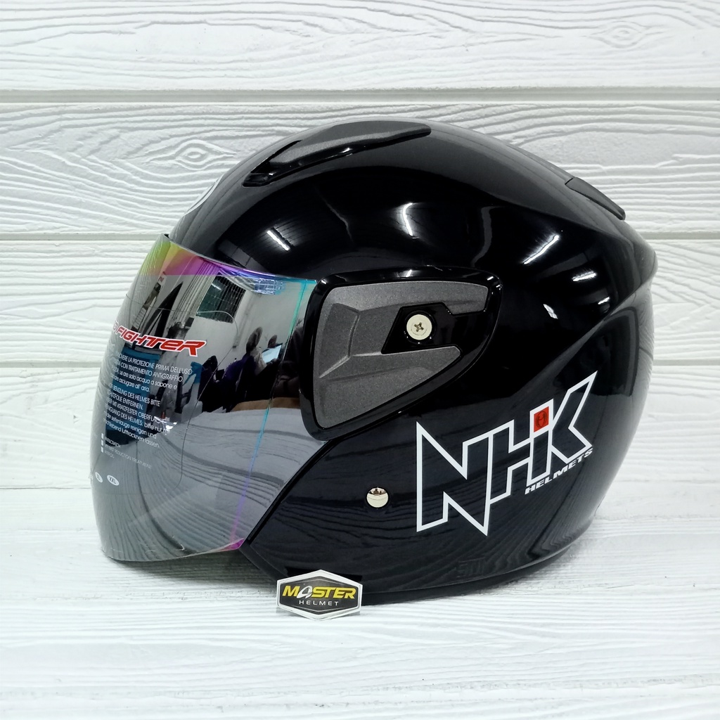Jual Helm NHK R7 Solid Black Glosy Hitam Mengkilap Half Face Single ...