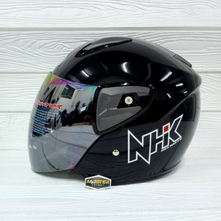 Jual Helm NHK R7 Solid Black Glosy Hitam Mengkilap Half Face Single ...