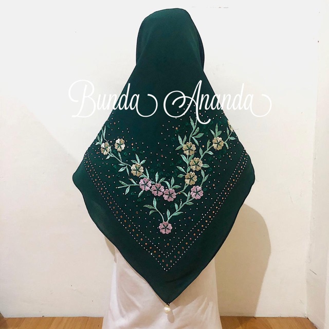 Jual Hijab Segiempat Bordir ( Rantai Bunga ) | Shopee Indonesia