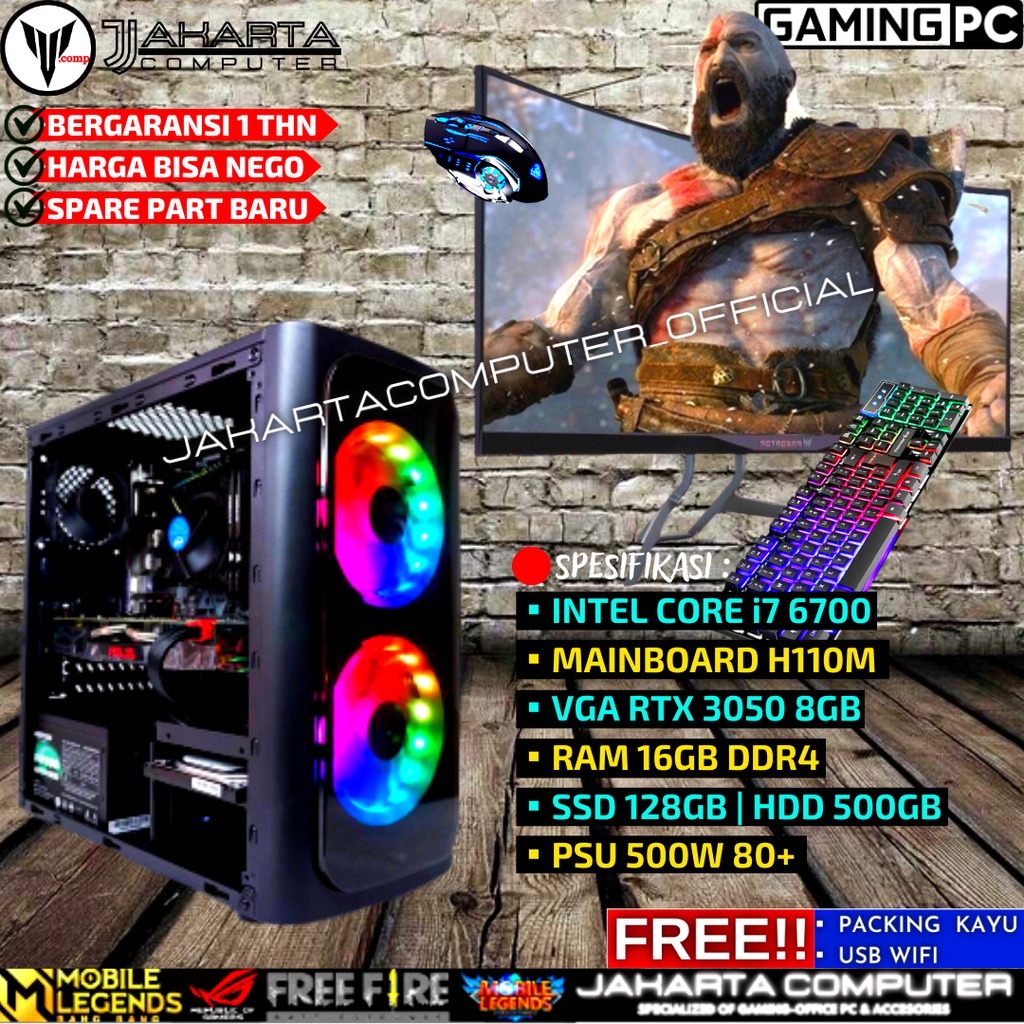 Jual Pc Gaming Fullset i7 VGA NVIDIA RTX 3050 8GB RAM 16GB HDD 500GB ...