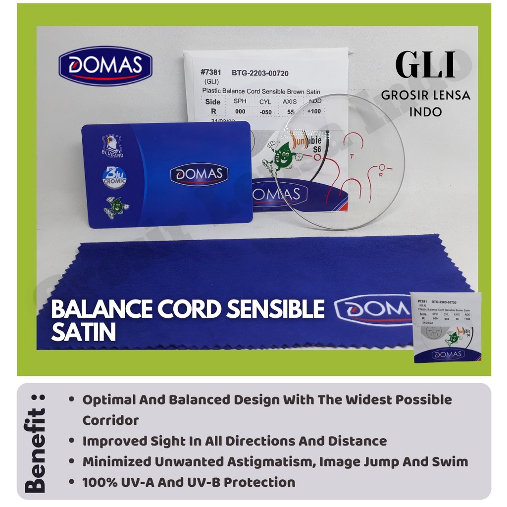 Jual Lensa kacamata Progresif Balance cord Sunsible Brown Satin RX ...