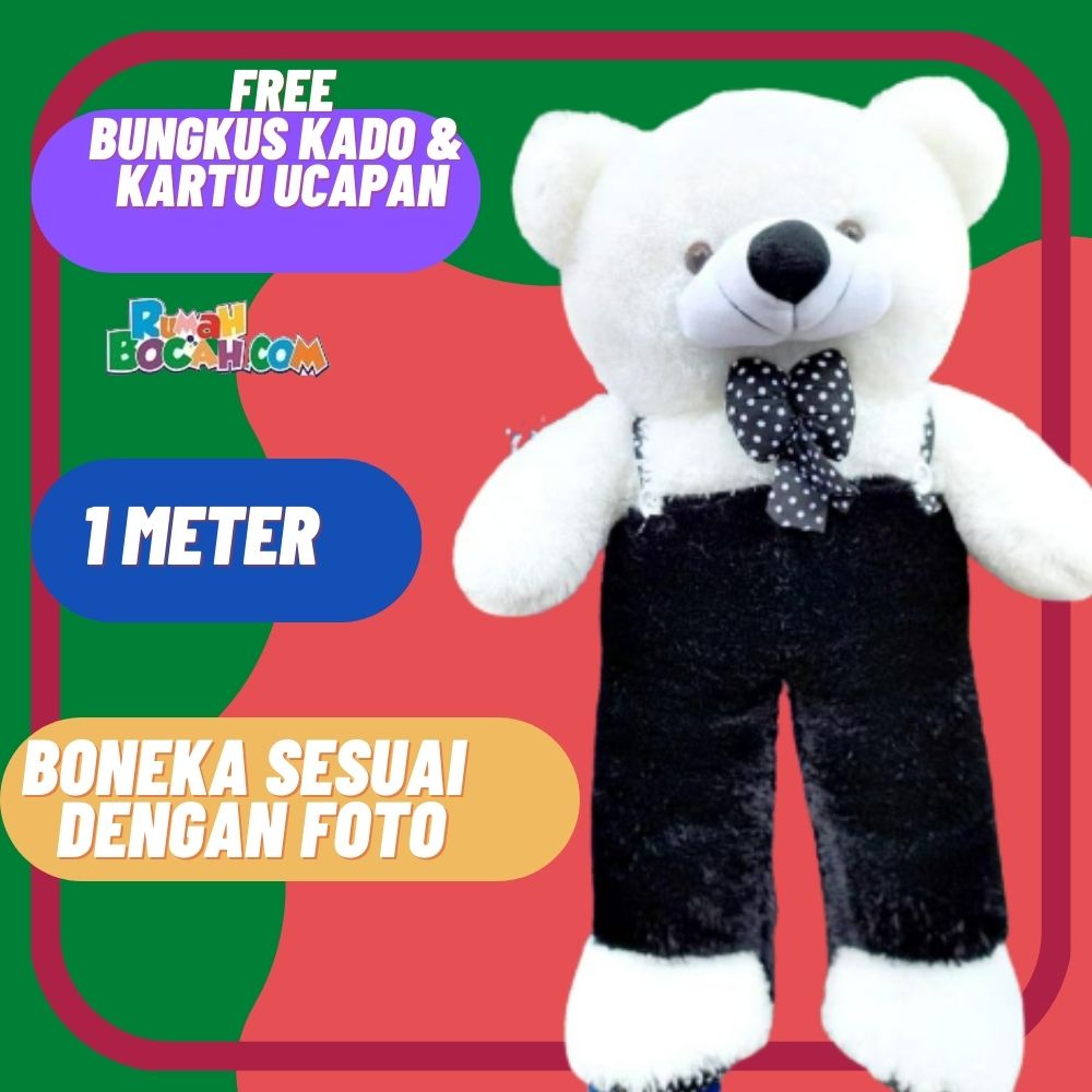 Jual Boneka Beruang 1 m meter Teddy Bear Beruang Jumbo Besar Jojon Hitam Putih untuk Kado Ulang ...