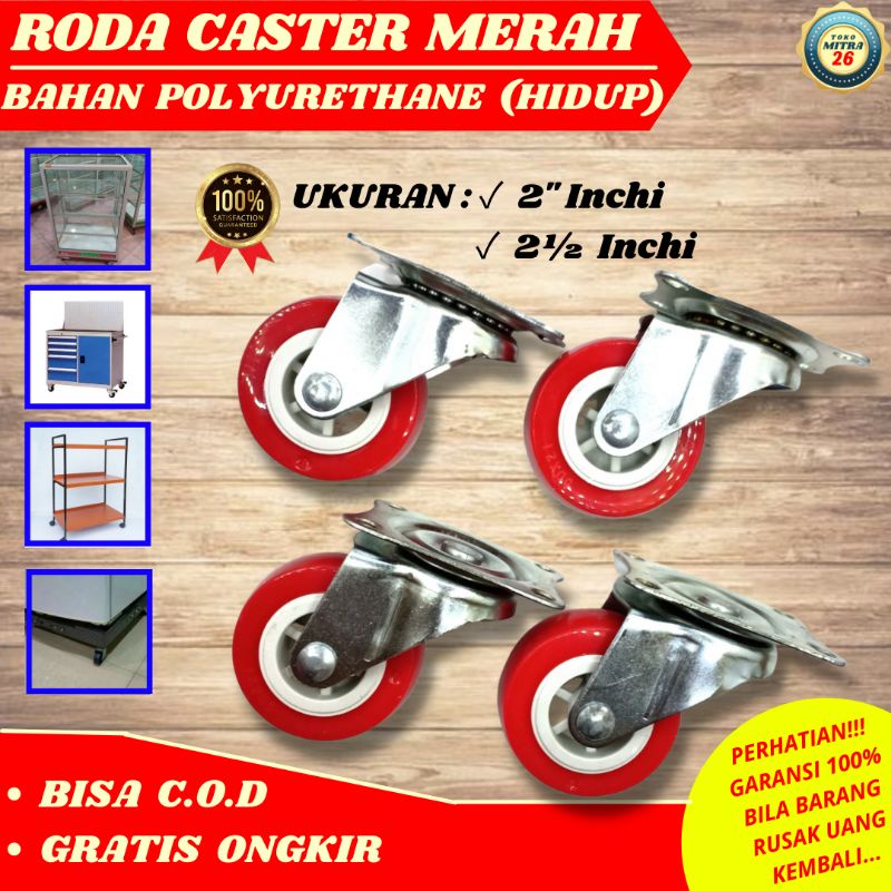 Jual Roda Troli Caster 2" 2,5" Inchi Etalase Troly Trolley Karet Nylon ...