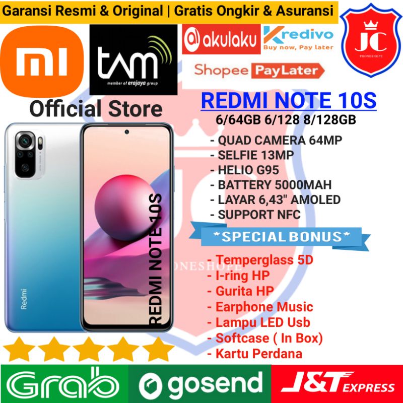 Jual XIAOMI REDMI NOTE 10S NFC RAM 8/128GB 6/64GB 6/128GB GARANSI RESMI TAM - BONUS | Shopee ...
