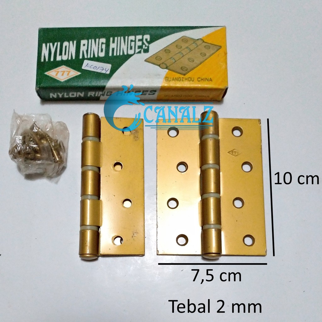 Jual Engsel Nylon 777 4"x3" Gold 2mm - 4 inci inch - Engsel Pintu Murah ...