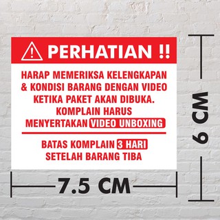 Jual Sticker Perhatian Video Unboxing Stiker Label Pengiriman 6 x 8 cm ...