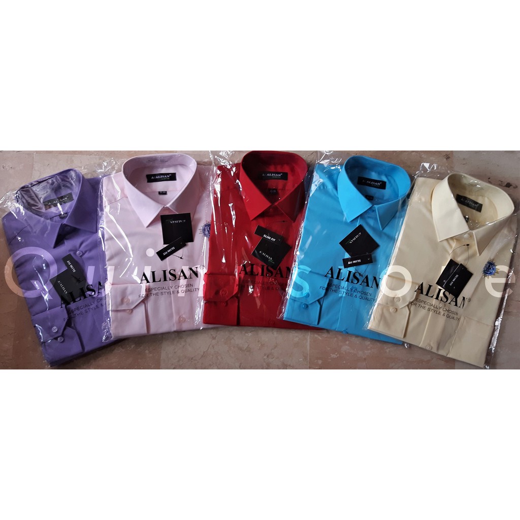 Jual ALISAN Original Kemeja Polos SLIM FIT Lengan Panjang - ASSORTED ...
