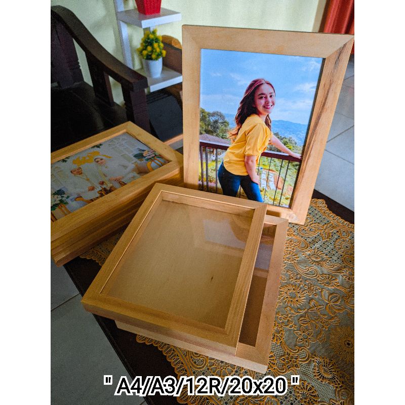 Jual Pigura / frame foto / Bingkai Kayu 3D ukuran A4 21x30 + Kaca ...