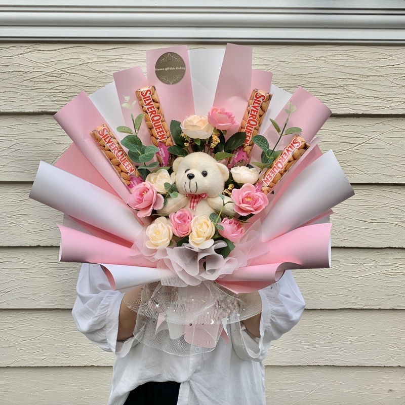 Jual Bucket Bunga boneka cokelat silverqueen untuk wisuda ultah dll ...