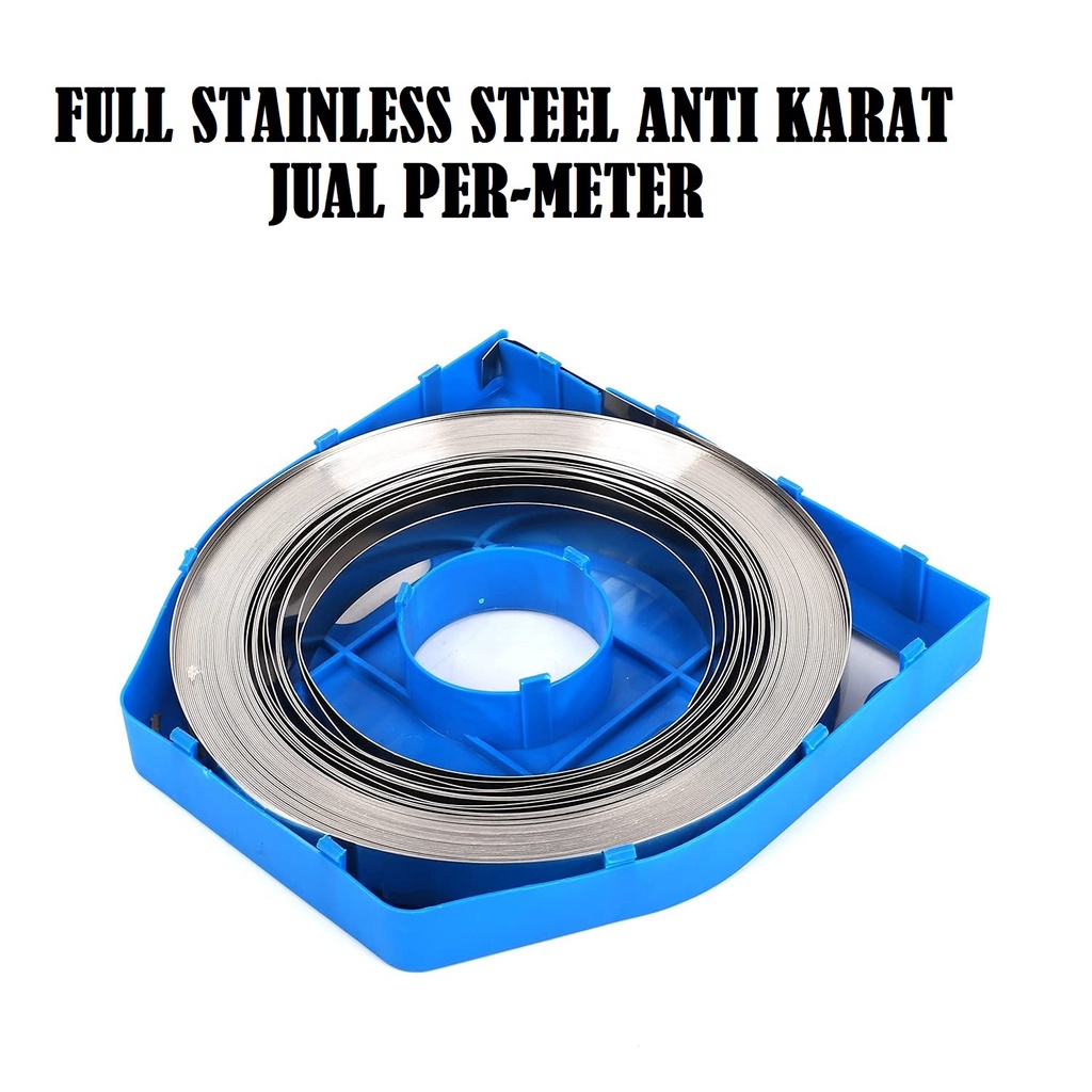 Jual PERMETER Plat Strapping Band 10 mm x 0.4 mm Full Stainless Steel ...