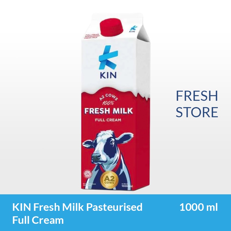 Jual Susu Segar KIN Pasteurisasi Fresh Milk 1L | Plain Full Cream NO CAP | Shopee Indonesia