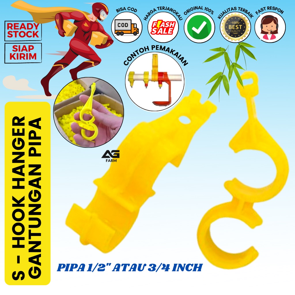 Jual Gantungan pipa S-hook shooks hanger Nipel Nipple Nippel Nepel Ayam ...