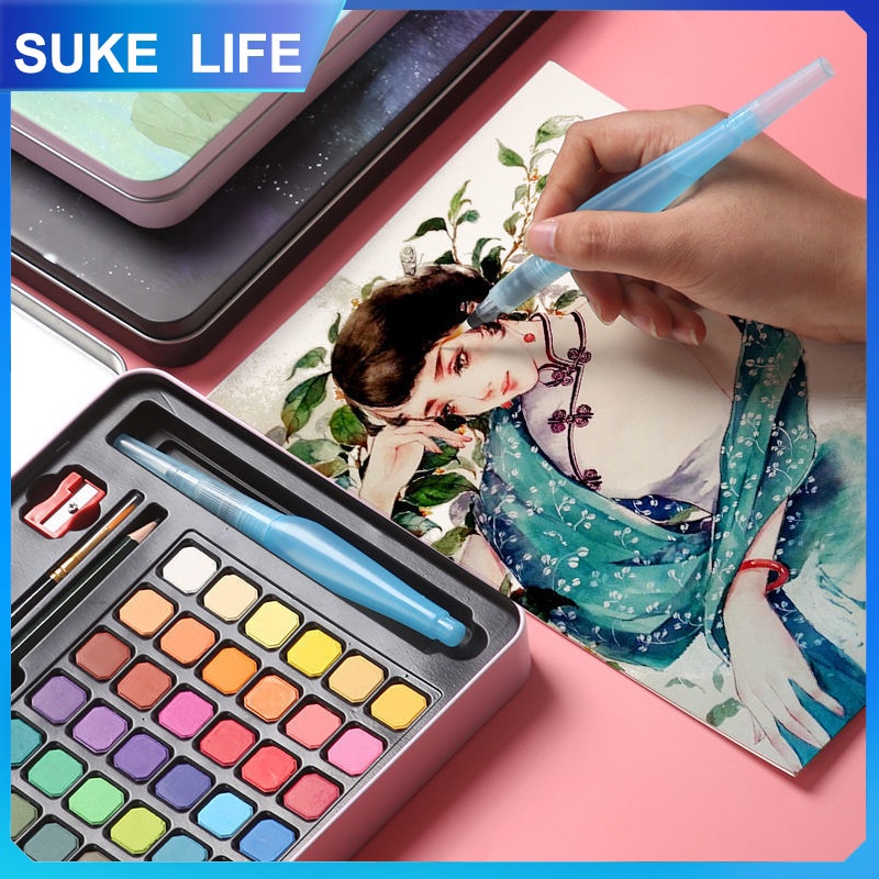 Jual 36/48 Warna Water Color Set - Alat Cat Air Set Alat Melukis Cat ...