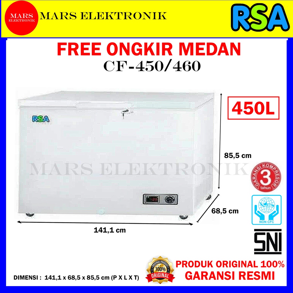 Jual CHEST FREEZER RSA CF-460 / CF-460 / KAPASITAS 450 LITER / CF 460 ...