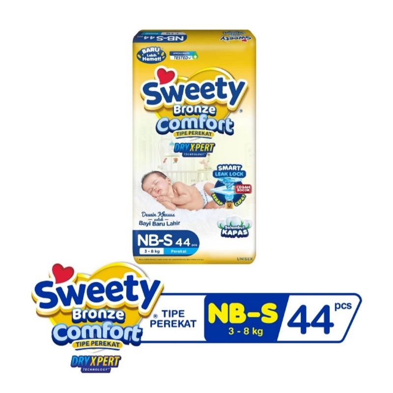 Jual SWEETY Popok Bronze Dry X-Pert Comfort NBS 44 Newborn perekat ...