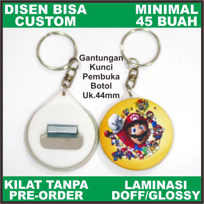 Jual Gantungan Kunci Pin Bulat Plastik Custom Ukuran 44mm Ganci Pembuka ...