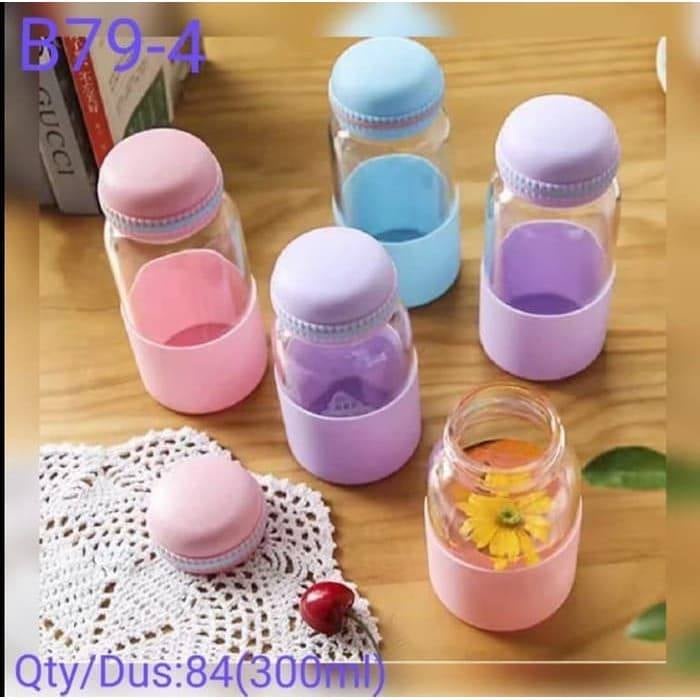 Jual Botol Minum Kaca Macaron + Karet + Tali 300ml | Shopee Indonesia