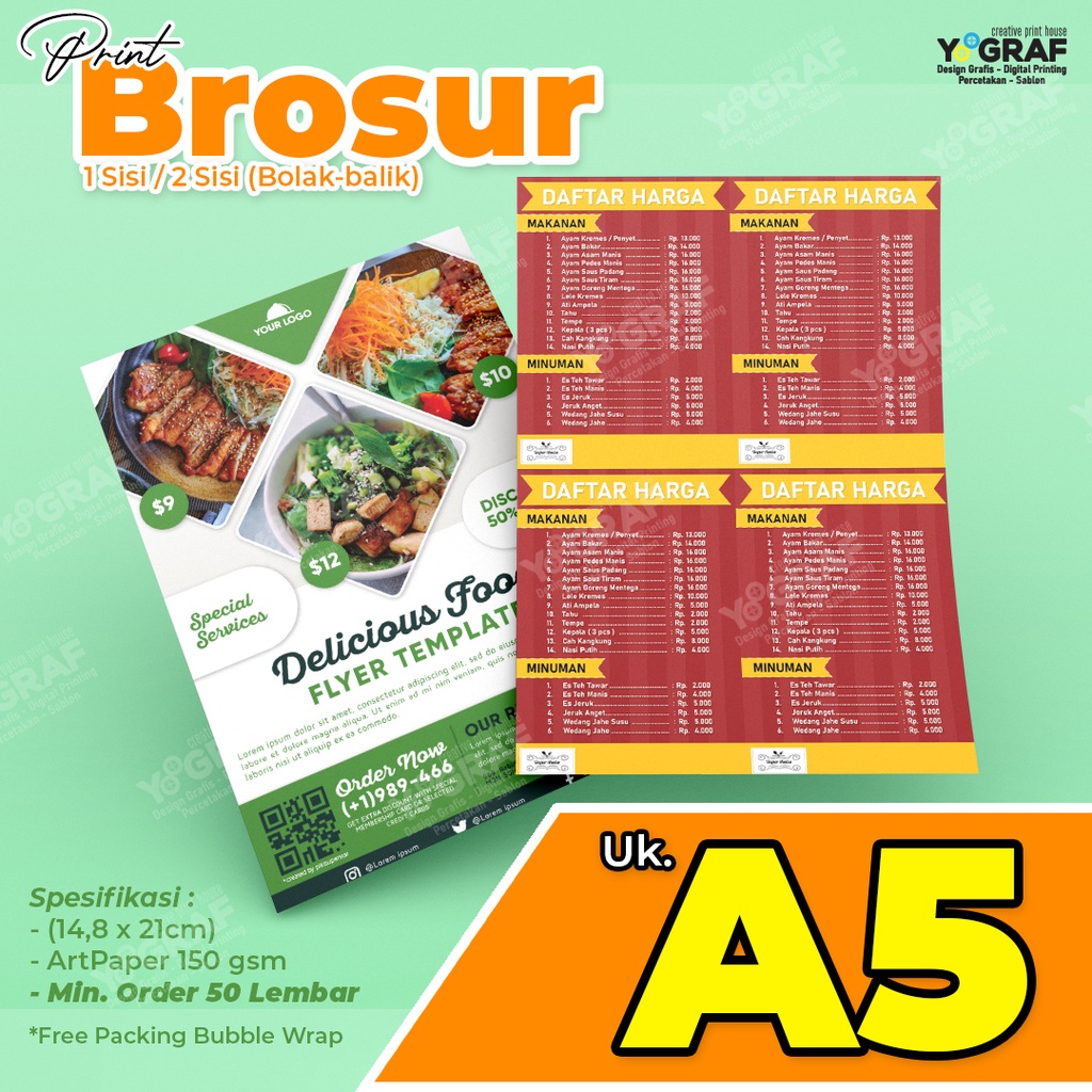 Jual Cetak Brosur Art Paper 150 gsm Ukuran A5 Indonesia|Shopee Indonesia