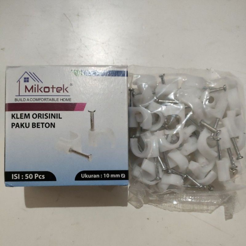 Jual 1 Kotak Klem kabel 10 mm paku beton isi 50 biji klem no 10 klem ...