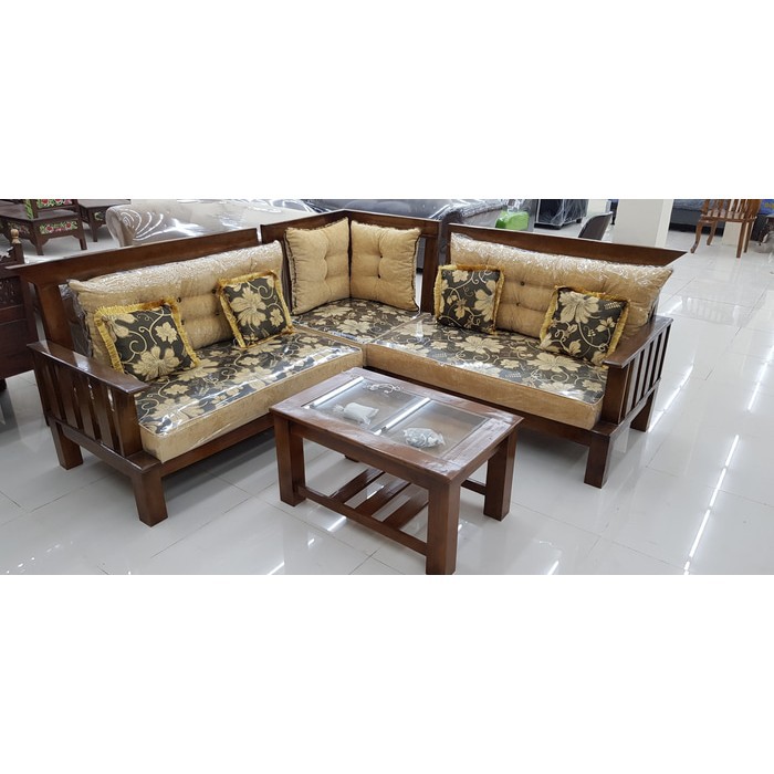 Jual SOFA KAYU TAMU SUDUT L FULL JOK KAYU !! Indonesia|Shopee Indonesia
