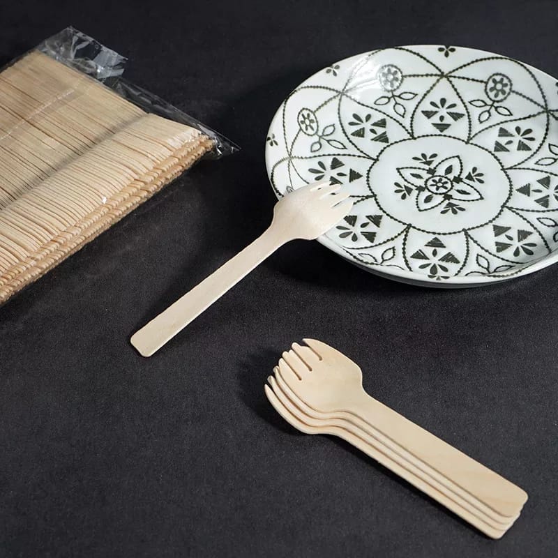 Jual 20Pcs-Sendok Kayu Sekali Pakai/Garpu Bento Cake/Sendok Dessert ...