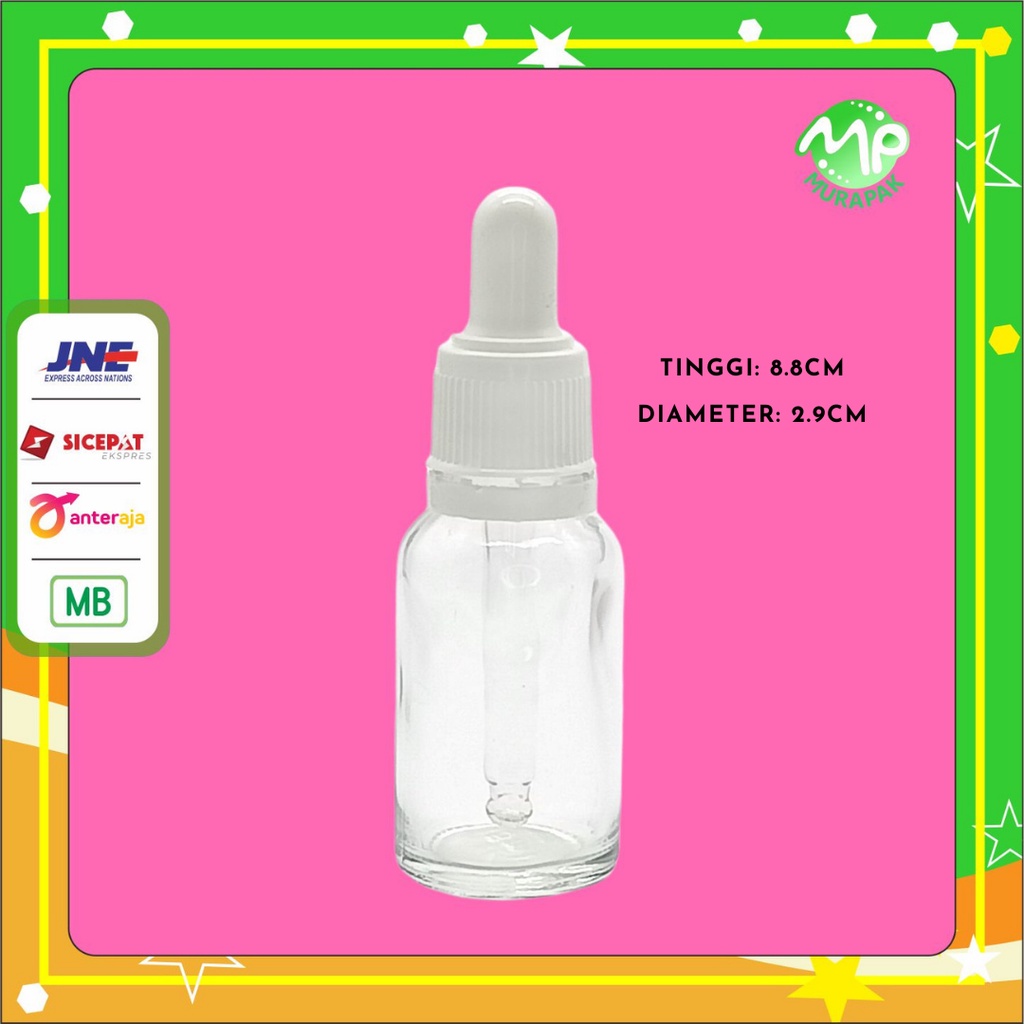 Jual BOTOL KACA PIPET 15ML BENING / CLEAR - RING SEGEL PUTIH | Shopee ...