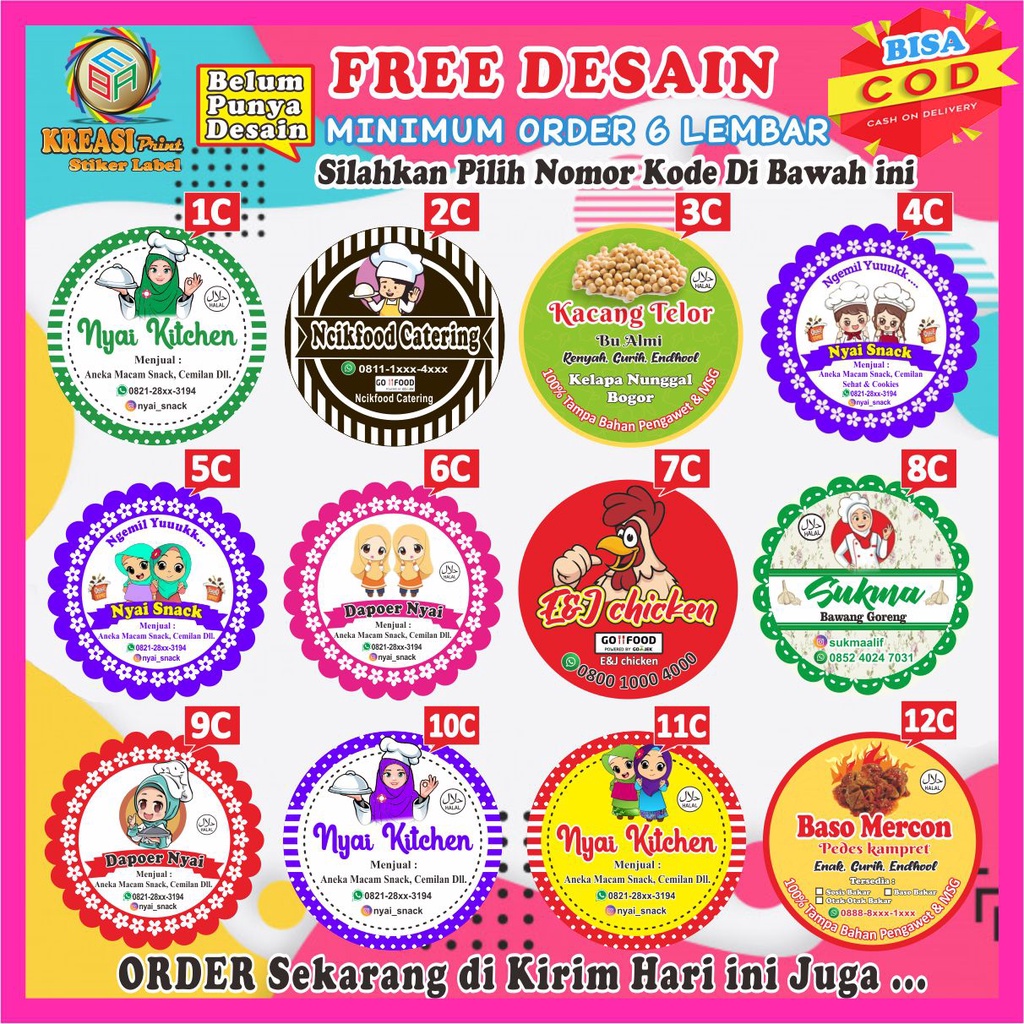 Jual Cetak Stiker Label Produk Kemasan Makanan Ringan Kue Snack Cake