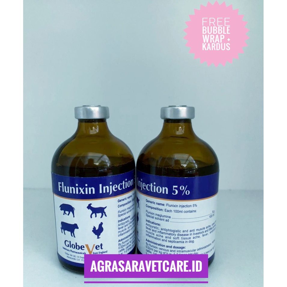 Jual FLUNIXIN 5% 100 ML - FLUNIXIN GLOBE VET 100 ML ANTIINFLAM ...