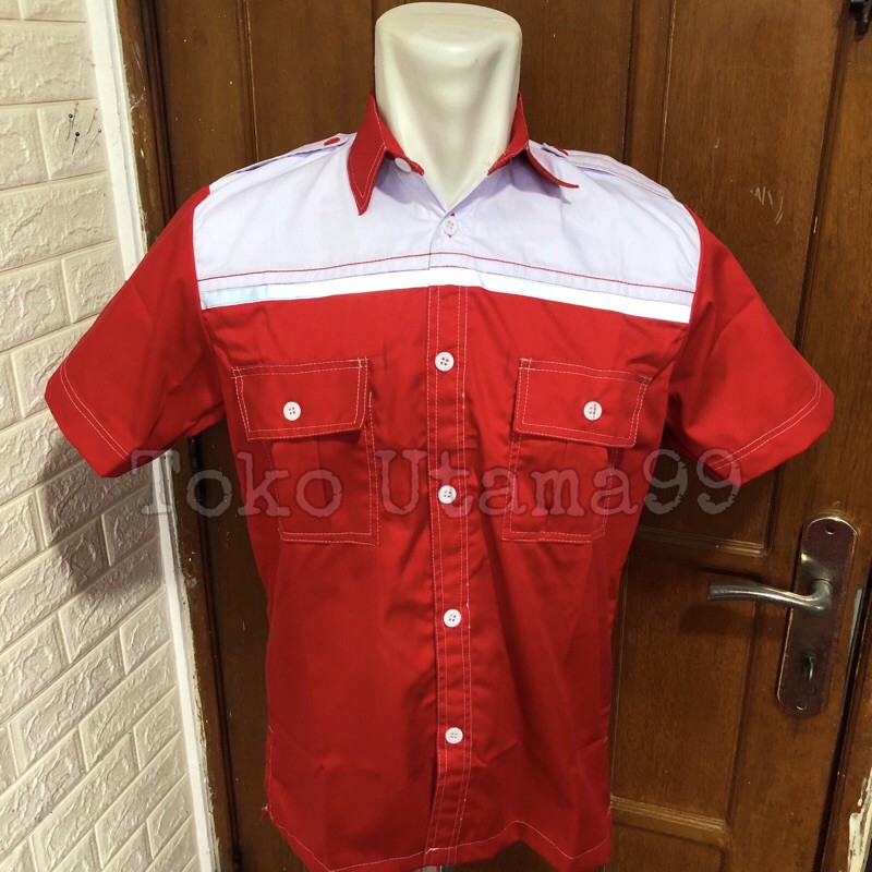 Jual Baju kerja merah putih model Indihome Seragam kerja merah putih ...