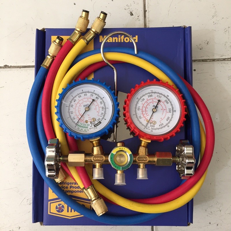 Jual manifold double r22 r134 set dengan selang alat service ac ...