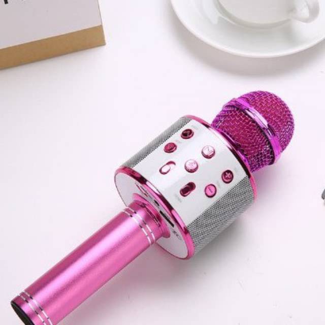 Jual Mic bluetooth WS-858 Wstet Smule wireless karoke portabel microphone karaoke speaker ...