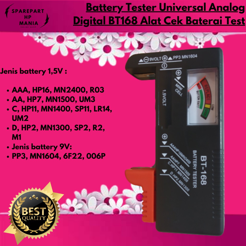 Jual Battery Tester Universal Analog Digital BT168 Alat Cek Baterai ...