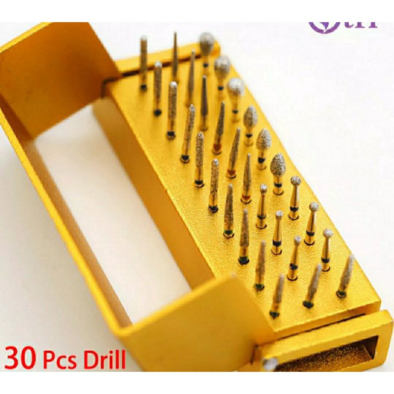 Jual MATA BUR SET HIGHSPEED isi 30 PIECES Round Fissure inverted Flame Diamond Bur preparasi ...